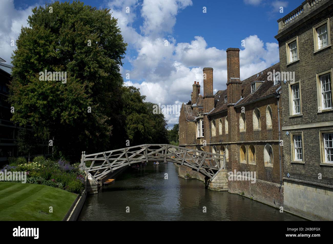 Boats on the river Cam are pictured in Cambridge, on August 25, 2018 ...