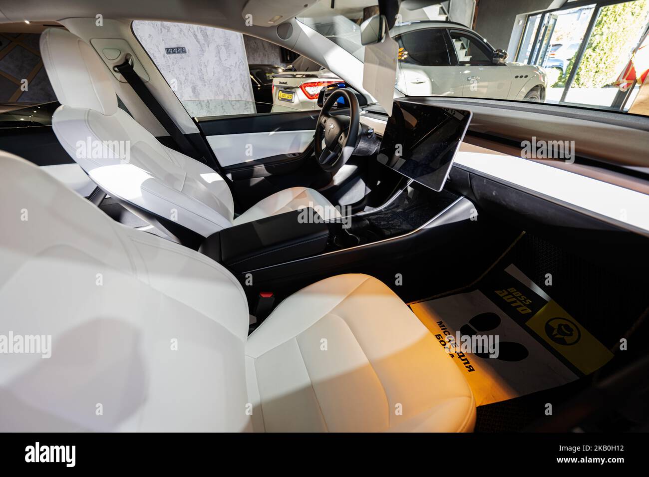 Lviv, Ukraine - October 09, 2022: Interior of Tesla Model Y Long Range ...
