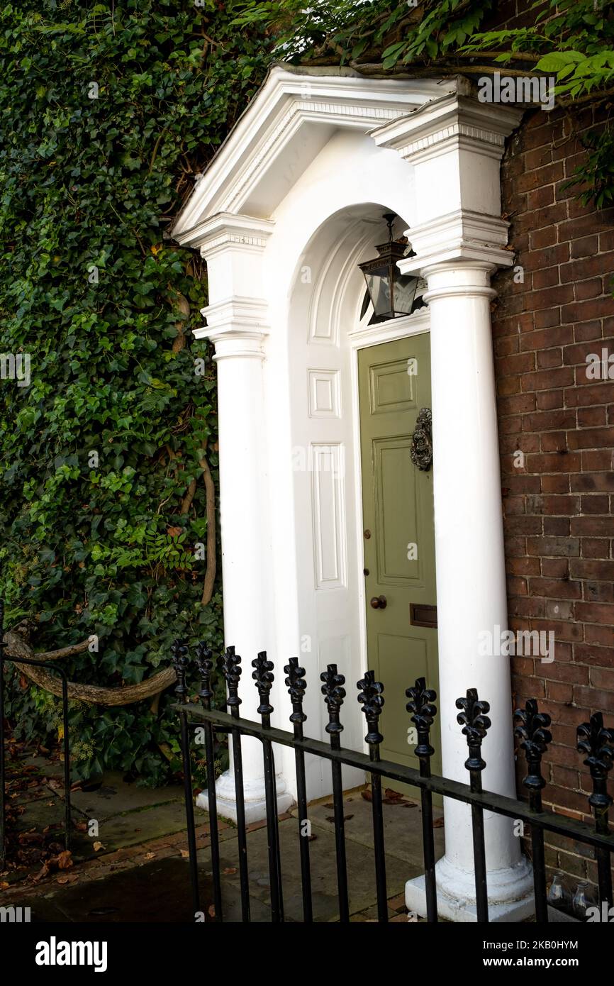 The entrance to one of the oldest standing buildings in the town Stock ...