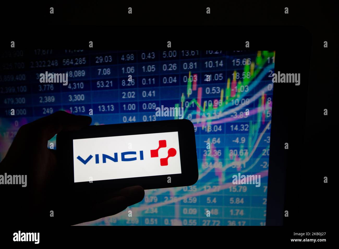 The logo of the french corporation Vinci listed in the CAC 40 in Paris ...