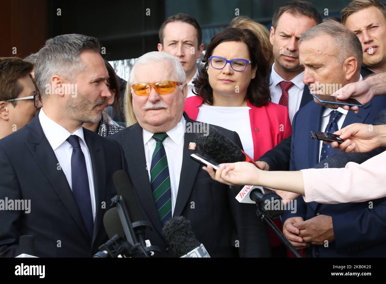 Jaroslaw Walesa (L) and Lech Walesa are seen in Gdansk, Poland on 31 ...
