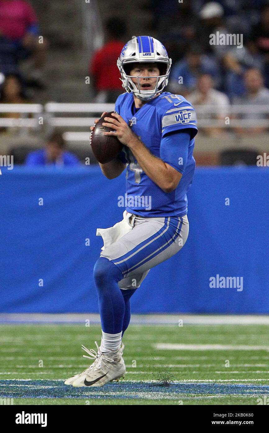 Detroit Lions quarterback Jake Rudock (14) looks to pass during the ...