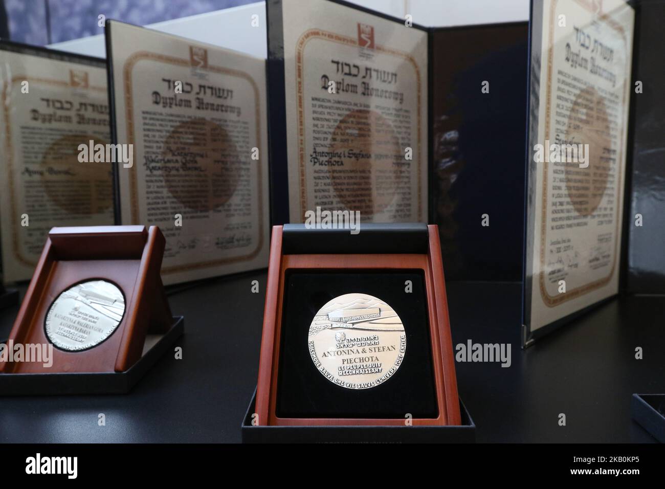 Medals and a certificates of honor are seen in Gdansk, Poland on 30 ...