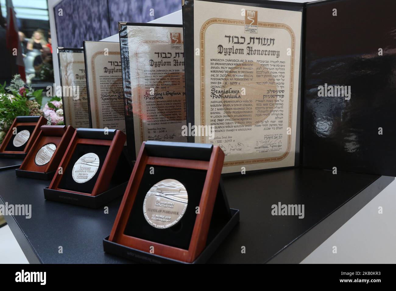 Medals and a certificates of honor are seen in Gdansk, Poland on 30 ...