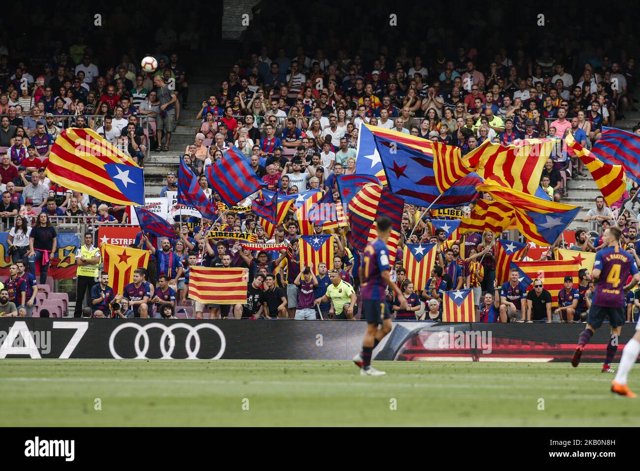 Catalonia Independence symbols during the La Liga game between FC ...