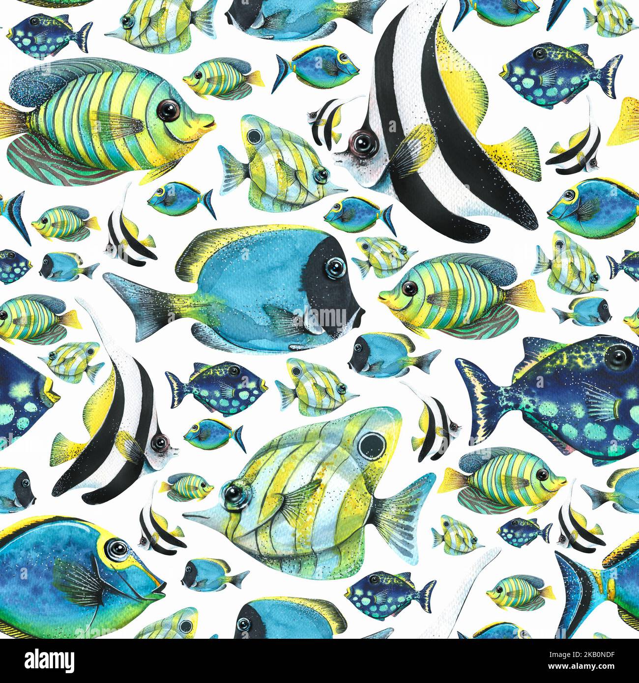 Bright tropical fish on a white background. Watercolor illustration ...
