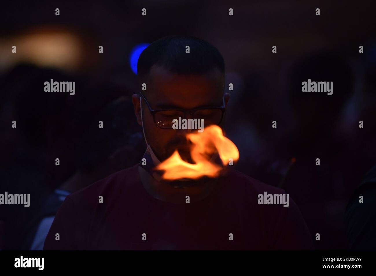 Nepalese Devotees offering fragrances stick towards Lord Bhimsen during ...