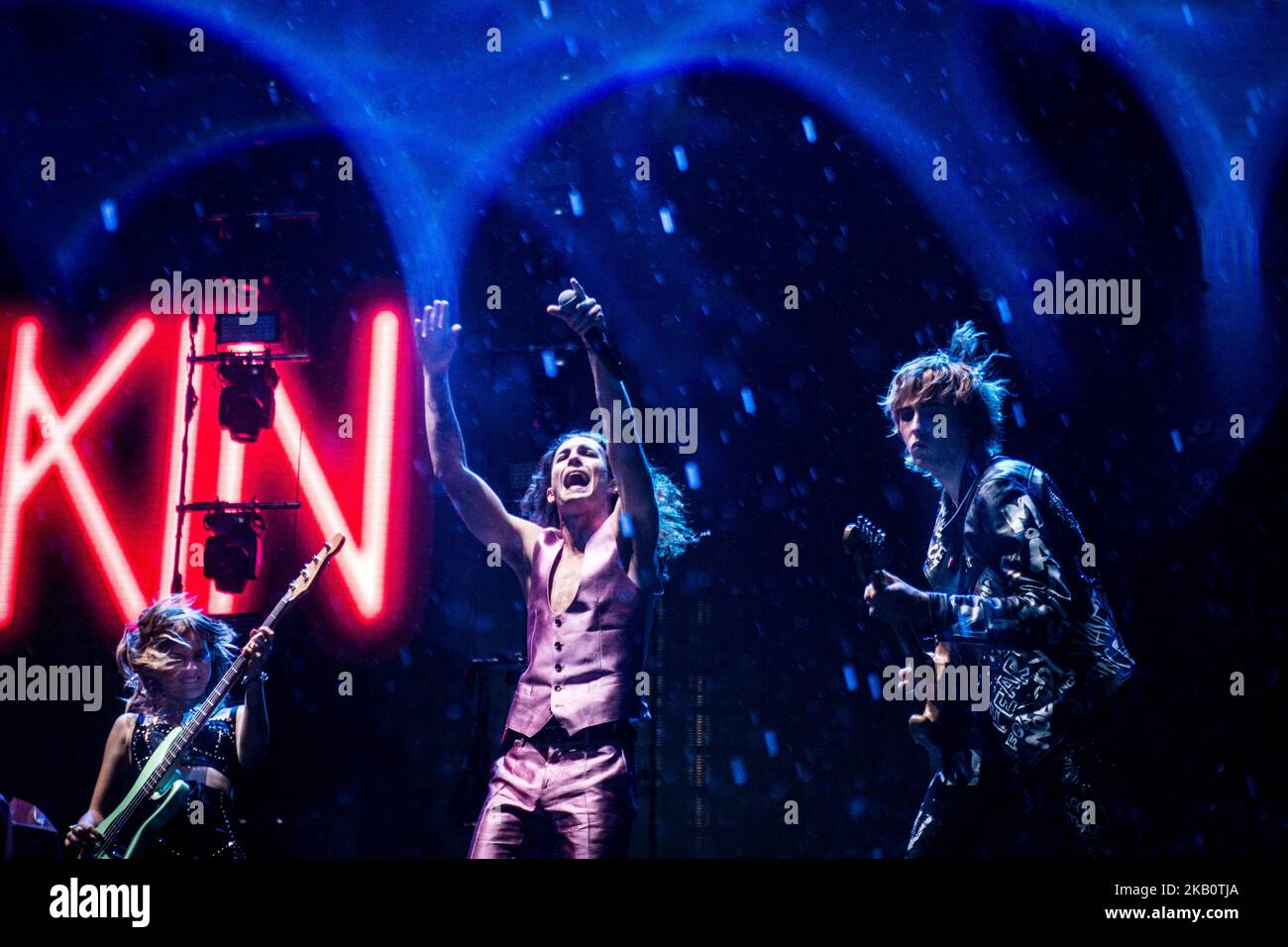 the italian rock band Maneskin performing live at Milano Rocks 2018 at ...
