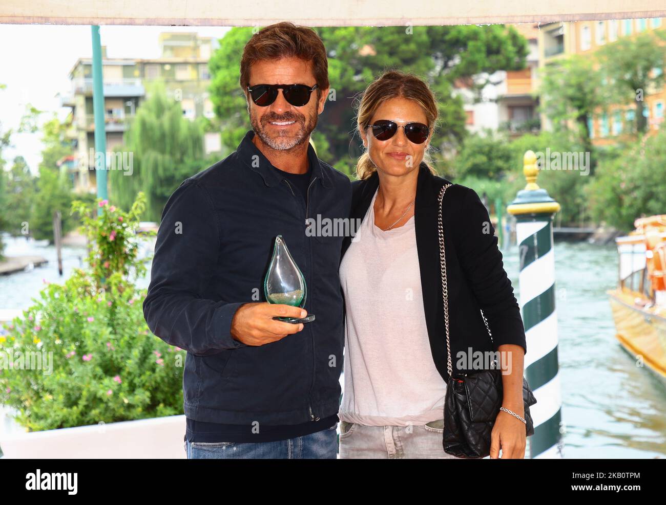 Paolo Conticini and his wife Giada Parra is seen during the 75th Venice ...