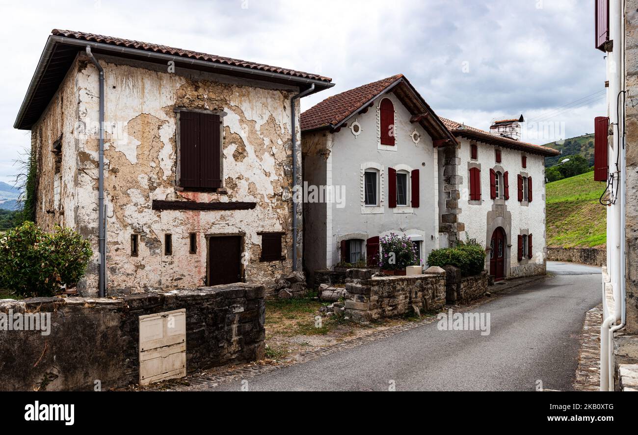 The main road of Ostabat - Asme in the basque - France country along ...
