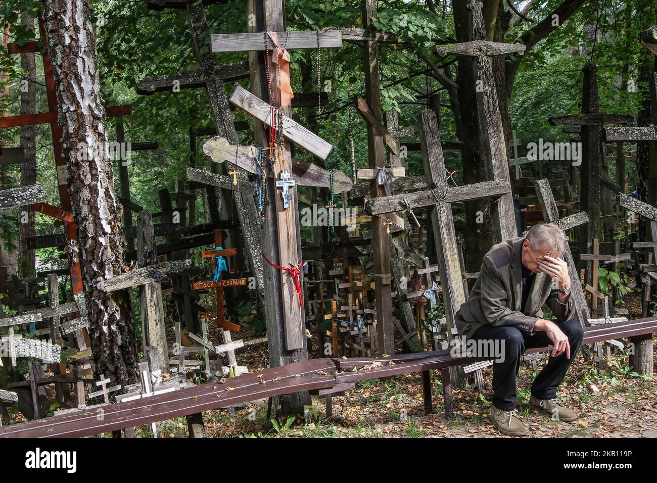 Thousands of Russian Orthodox crosses, also known as Orthodox or ...