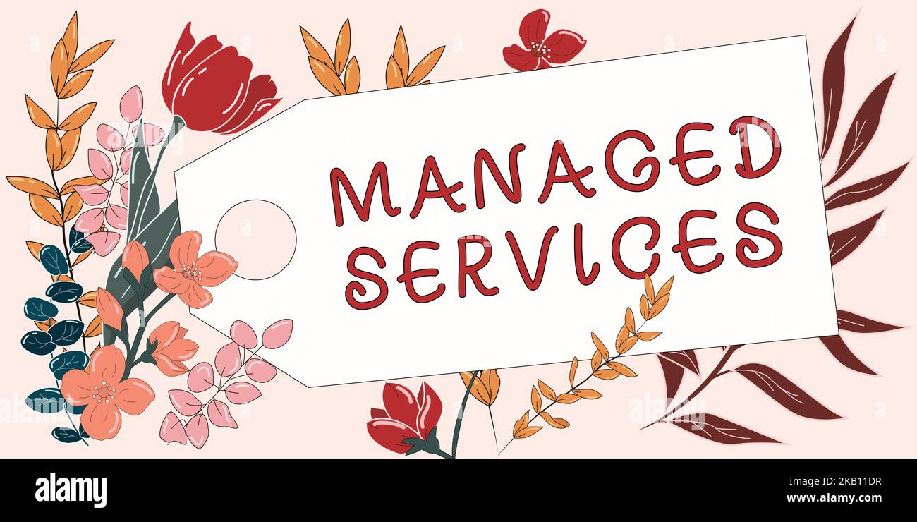 Sign displaying Managed Services. Business showcase estimated amount of ...