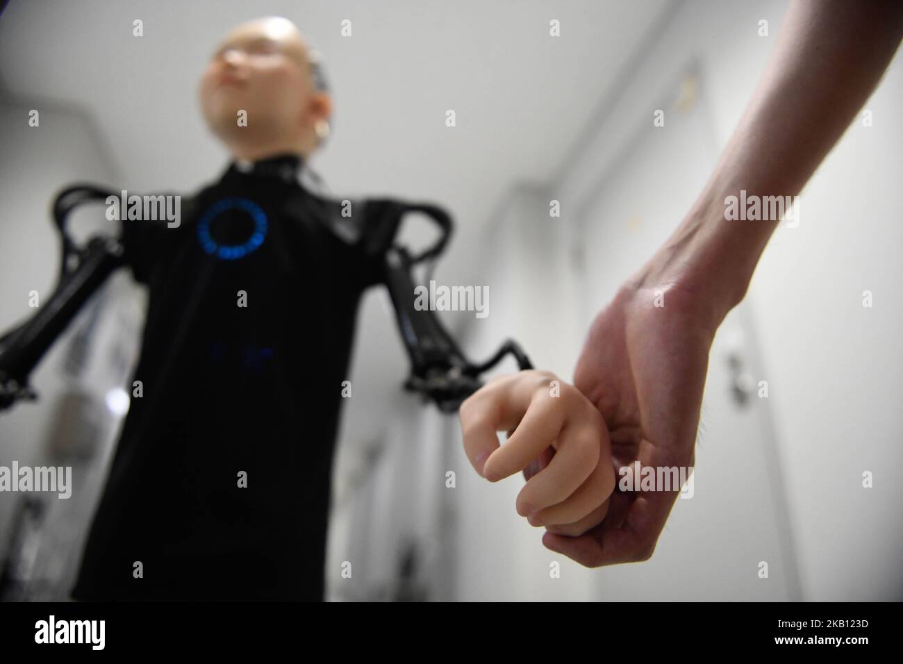 In this photo taken on September 13, 2018 shows the hand of child ...