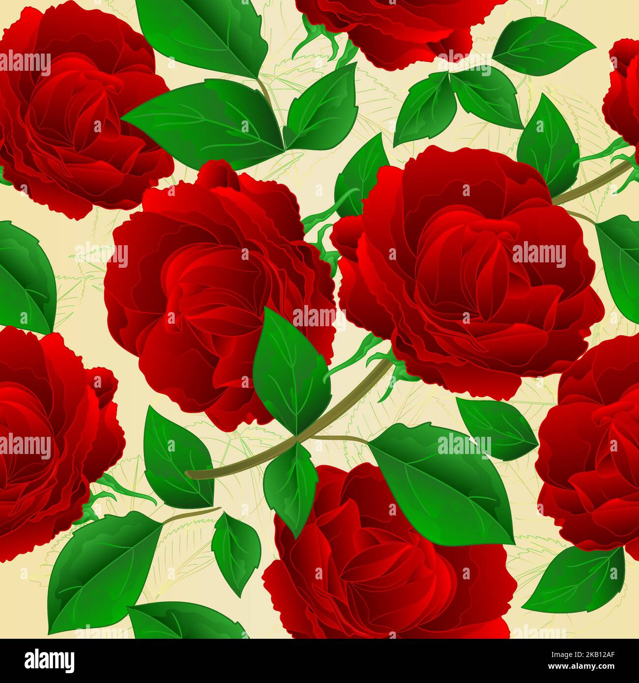Seamless texture stems roses purple and leaves vintage vector botanical ...