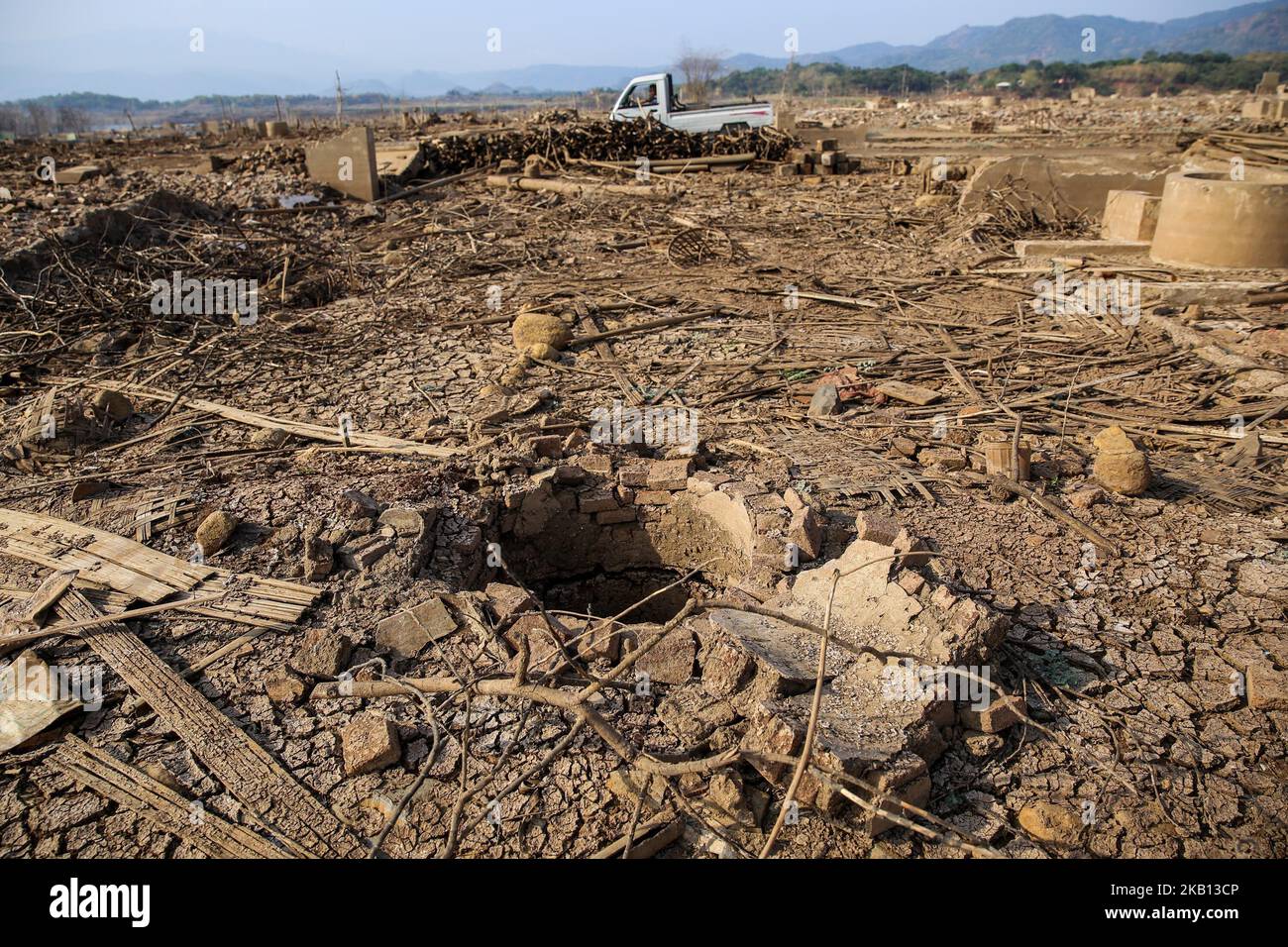 General views shows the ruins of the houses in Sumedang Regency, West ...