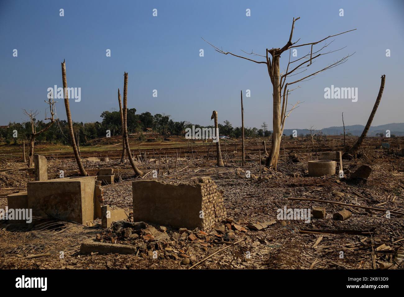 General views shows the ruins of the houses in Sumedang Regency, West ...