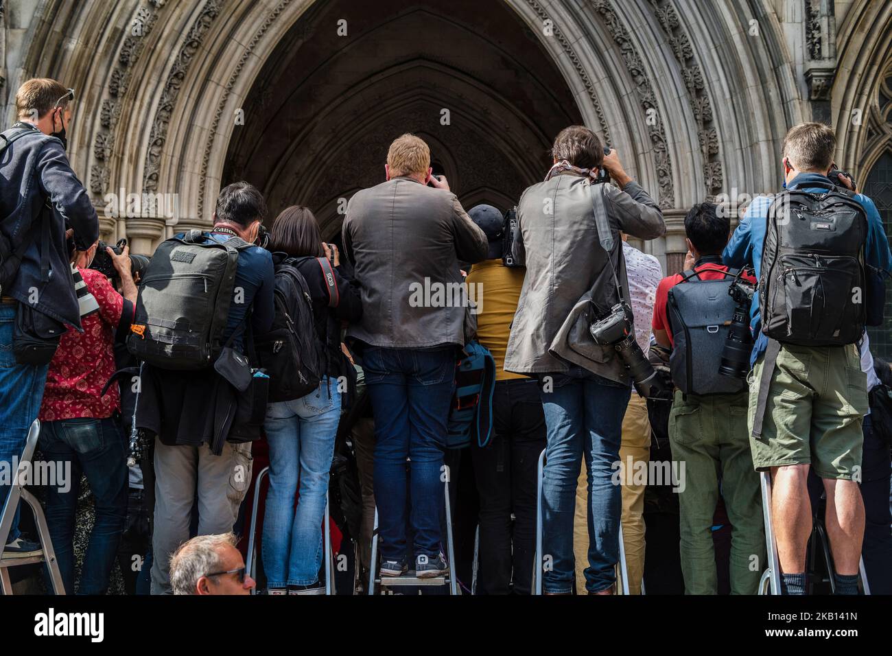 Journalist photographers media outside the Royal Courts of Justice the ...