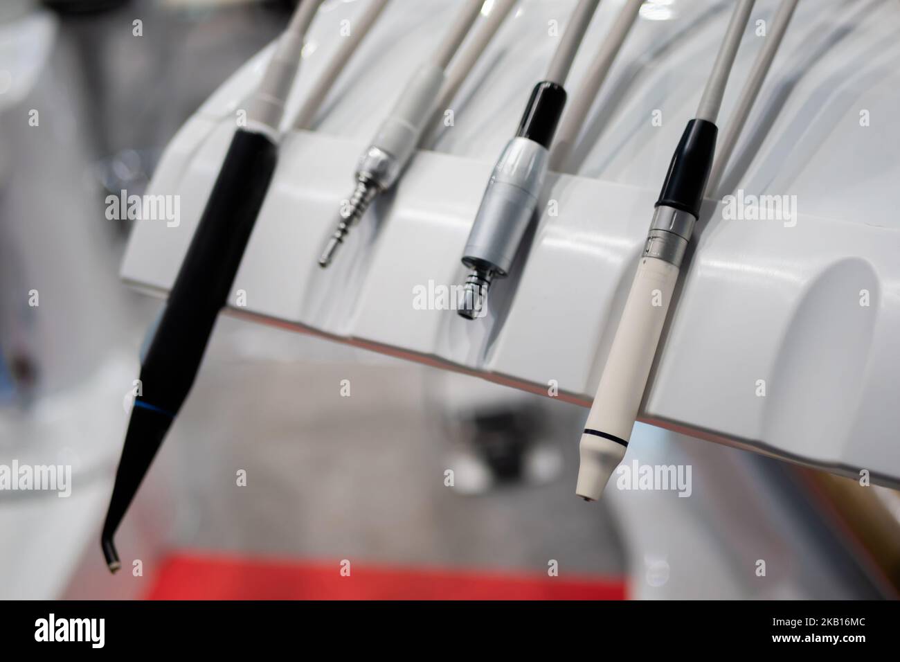 Different tools and dentistry instruments in dental office - close up ...