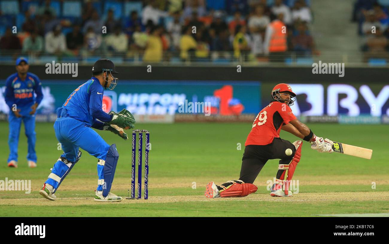 Hong Kong cricket captain Anshuman Rath plays a shot as Indian ...
