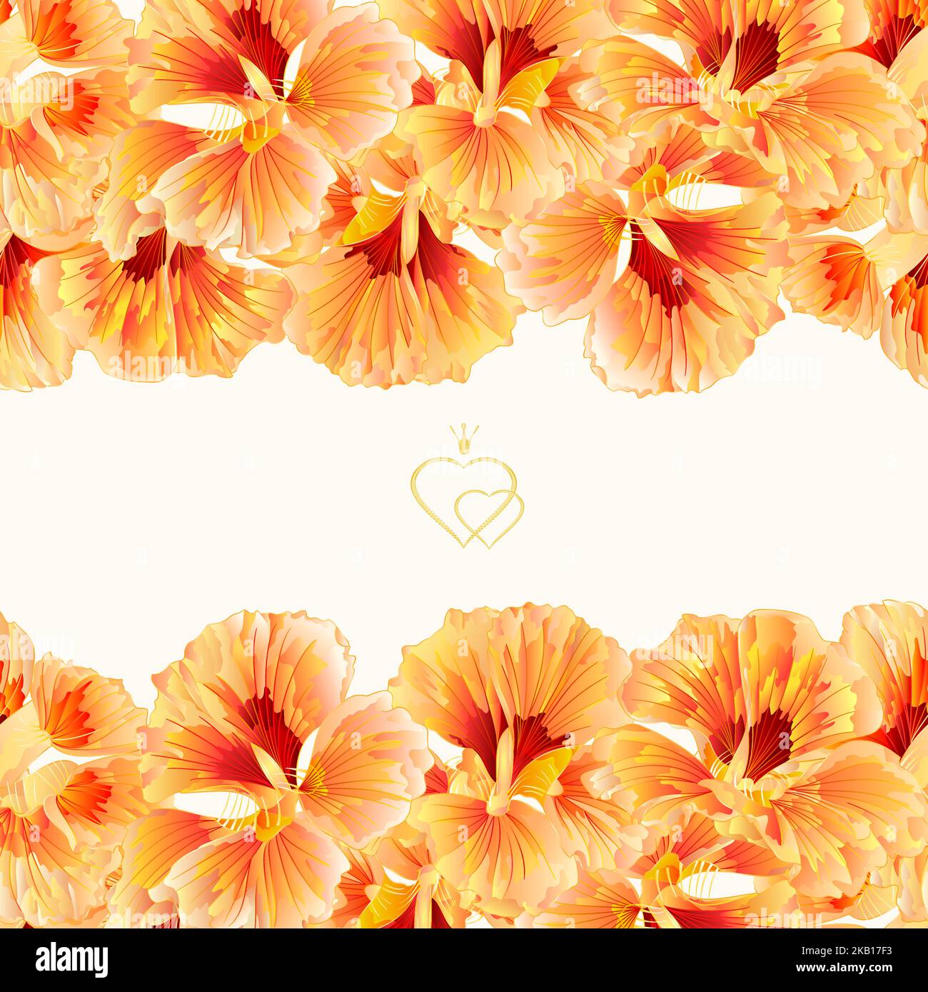 Floral border seamless horizontal background Spring flowers watercress ...