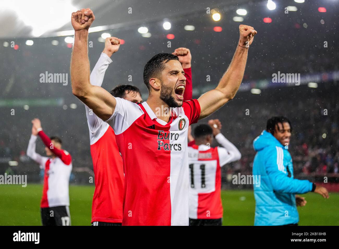 Rotterdam - David Hancko of Feyenoord celebrates the win during the ...