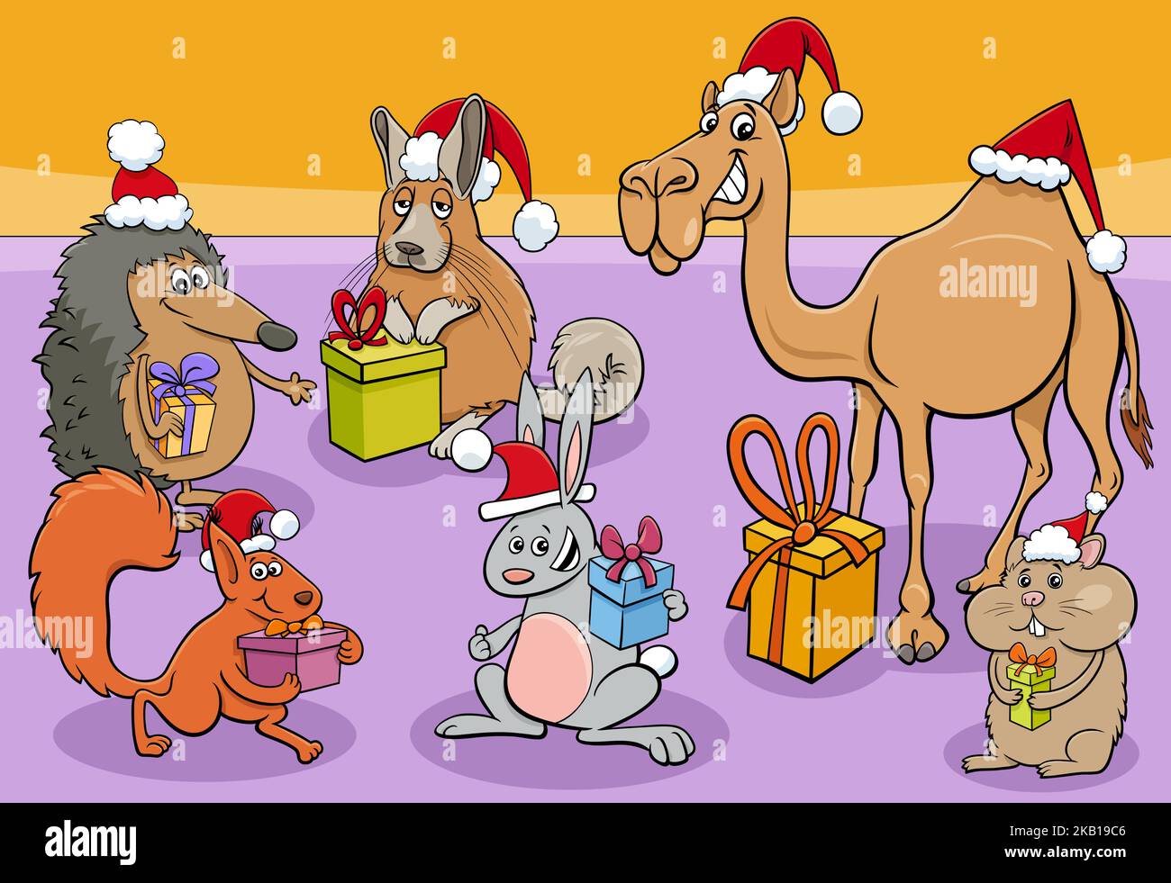 Cartoon illustration of funny animal comic characters group with ...