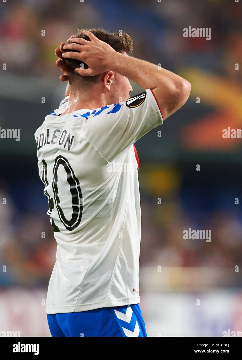 Glenn Middleton of Rangers FC reacts during the UEFA Europa League ...