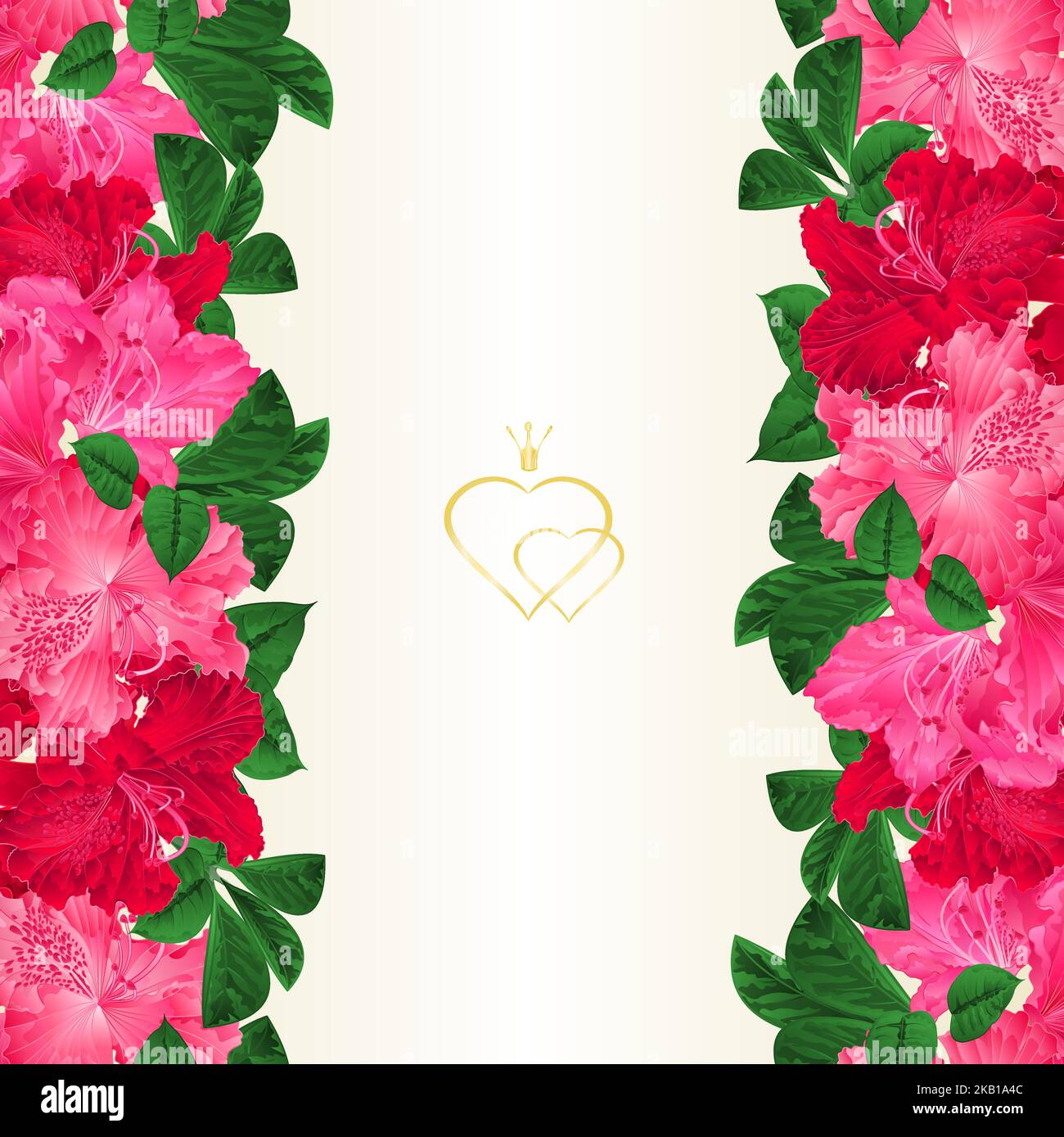 Floral border vertical seamless background with blooming branches pink ...