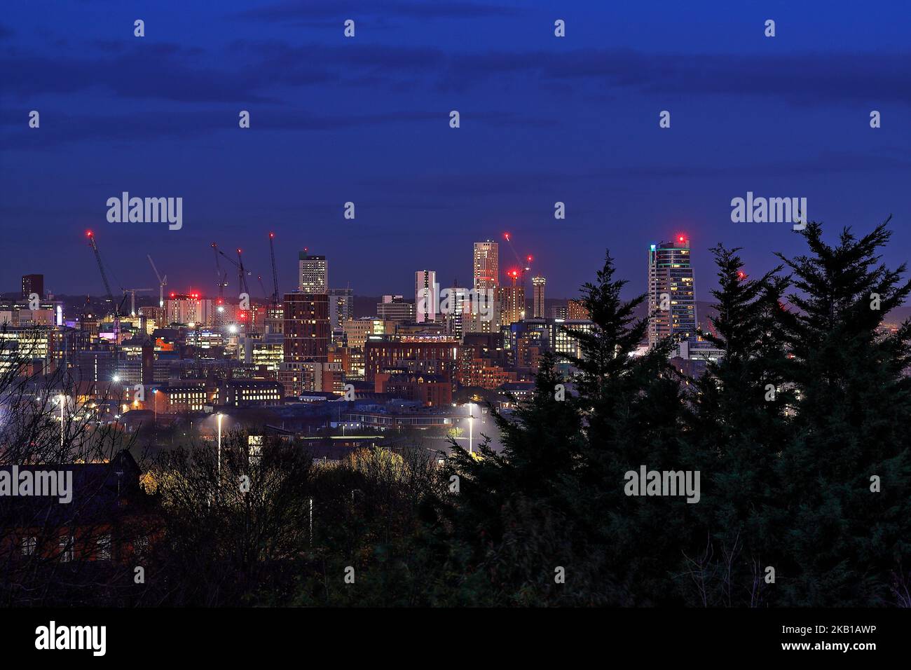 Leeds City Skyline at night Stock Photo - Alamy