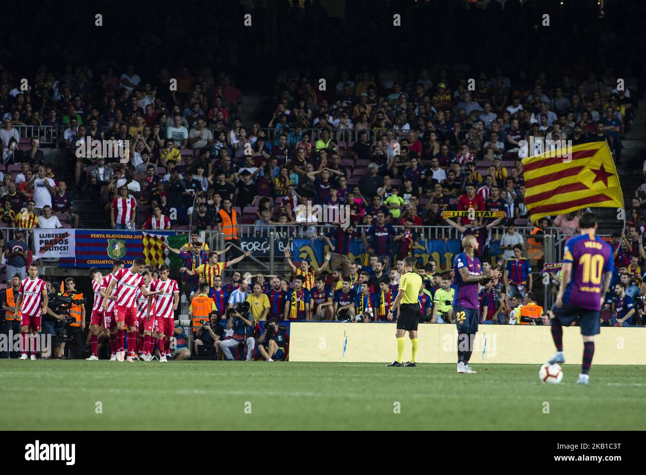Girona team celebrating their second goal during the La Liga game ...