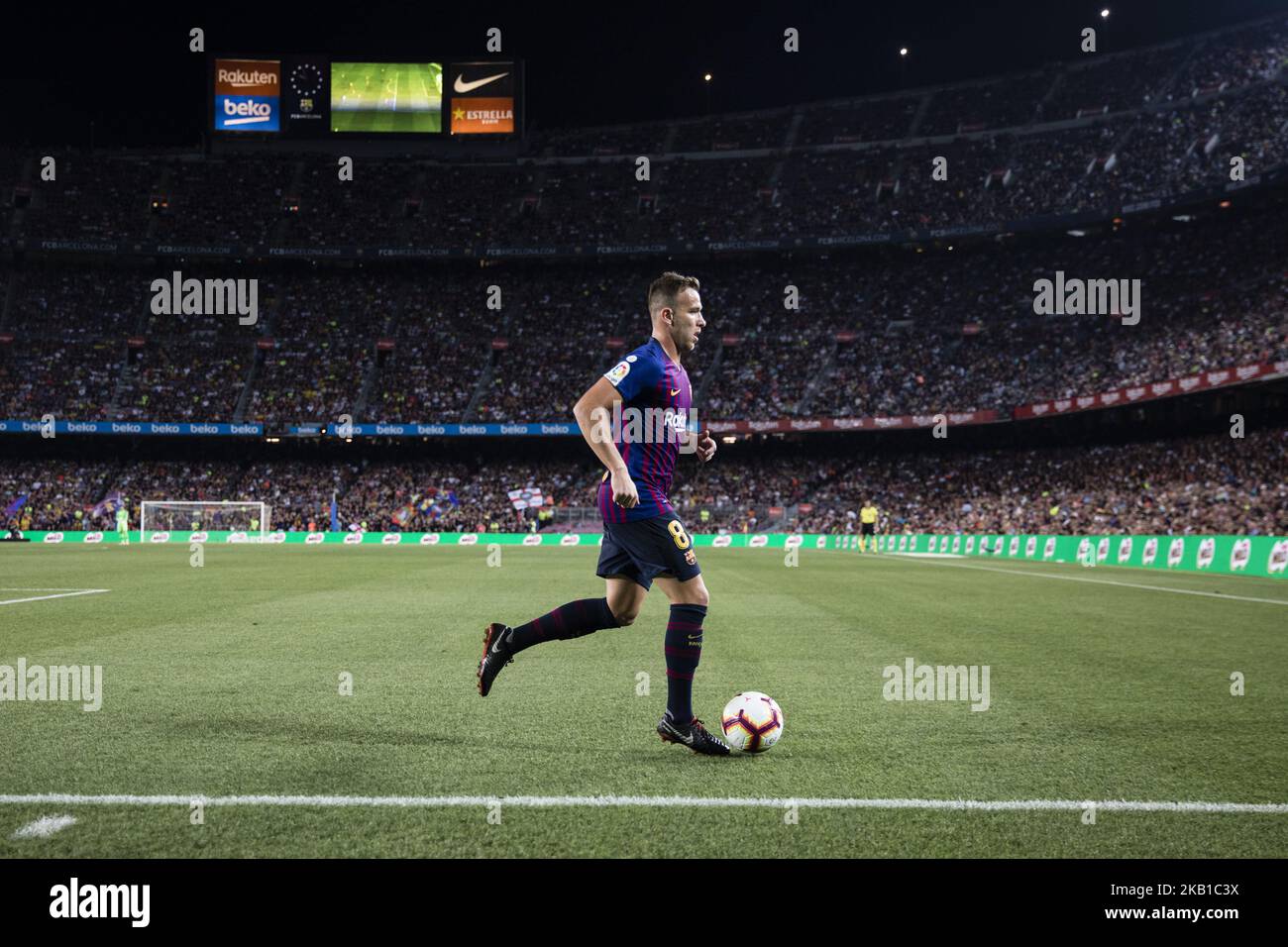 during the La Liga game between FC Barcelona against Girona in Camp Nou ...