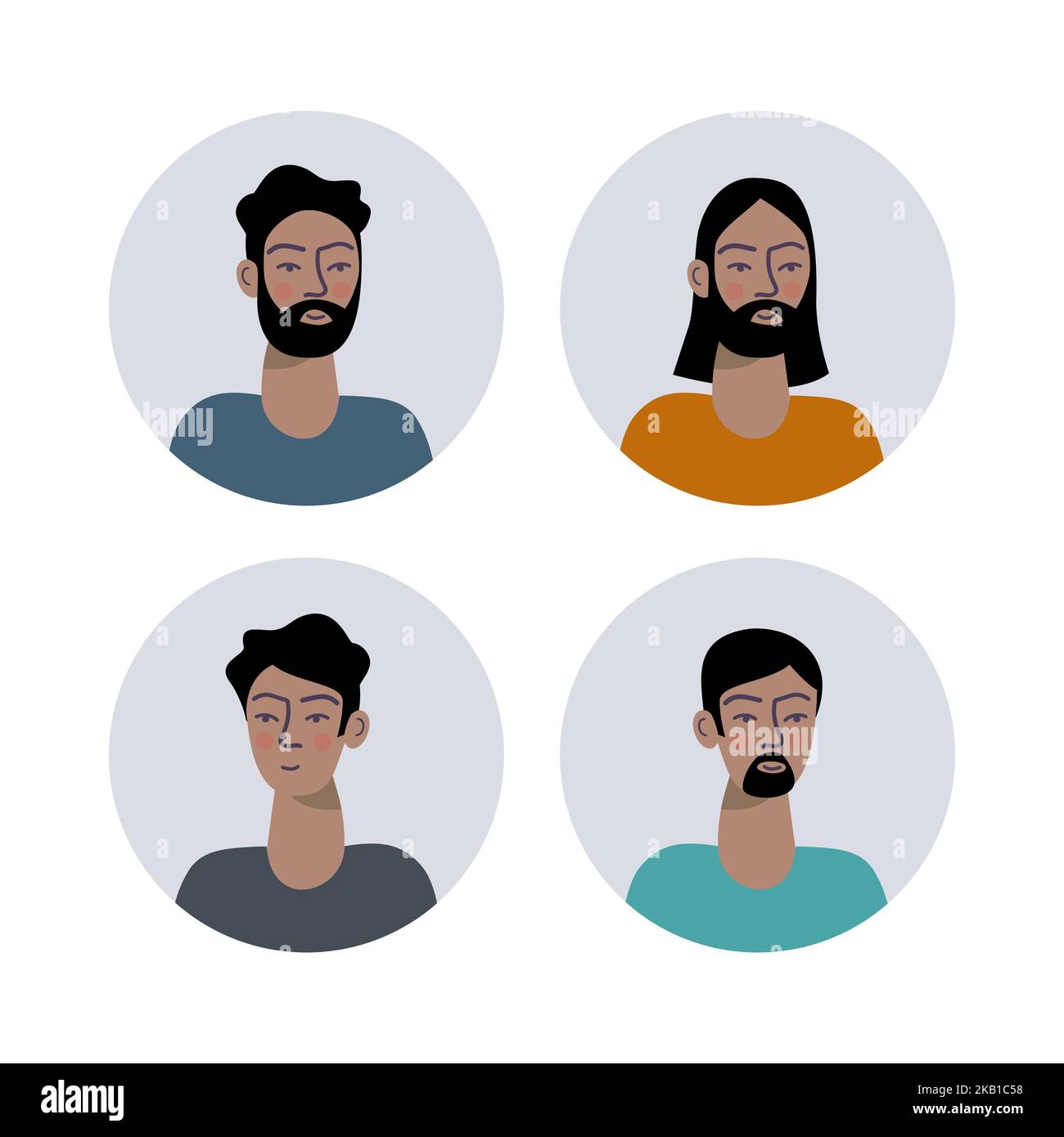 Men with different hair and beard styles. Vector illustration set Stock ...