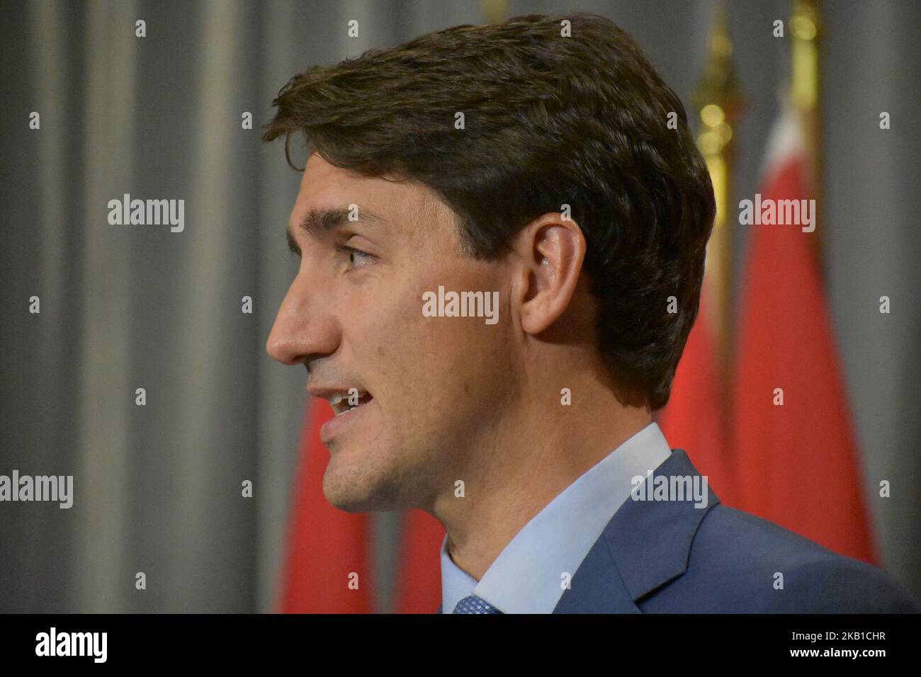 Prime Minister of Canada, Justin Trudeau holds a joint press conference ...