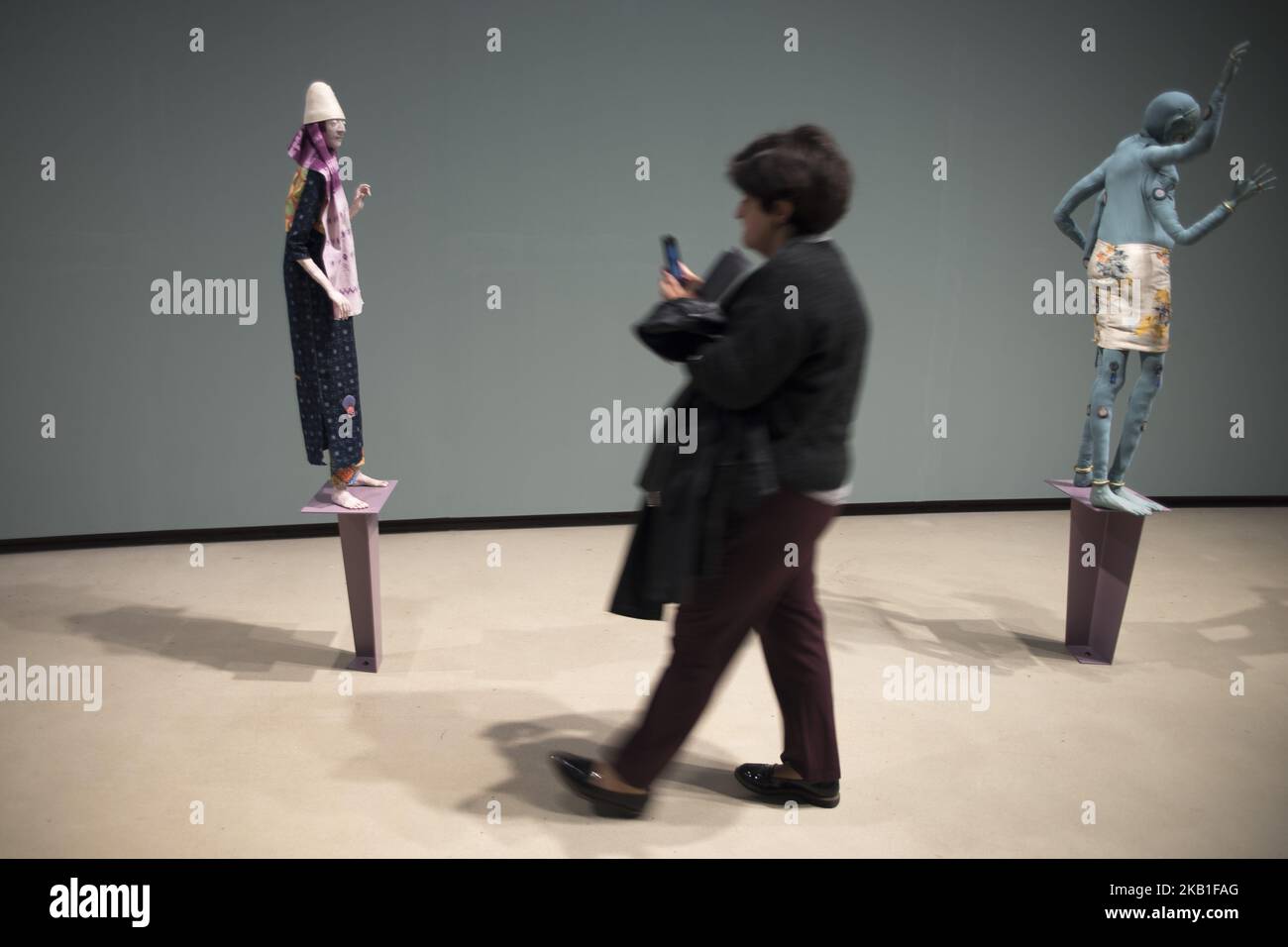 Artworks are displayed at The Curve, Barbican Centre during the ...