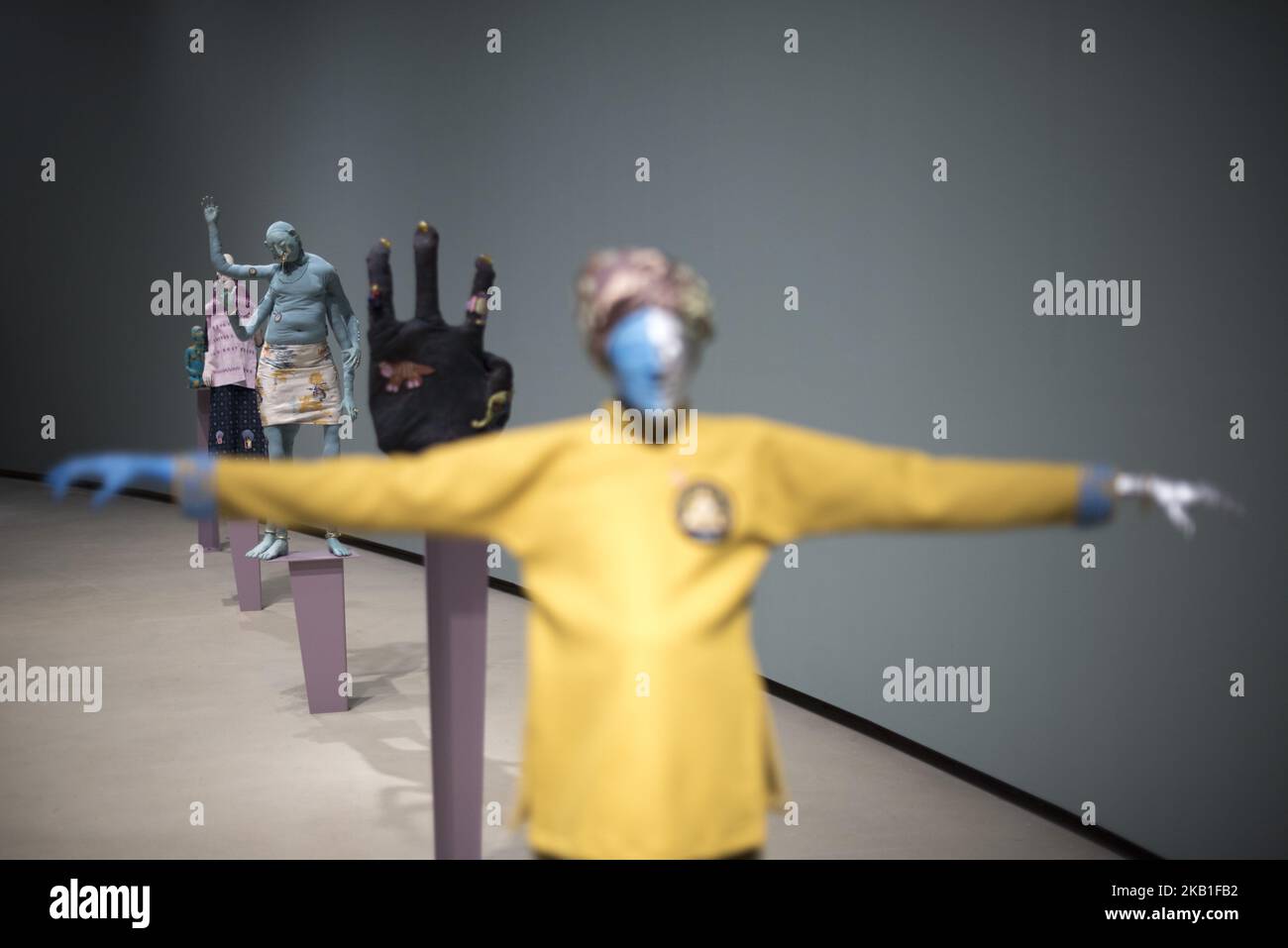 Artworks are displayed at The Curve, Barbican Centre during the ...