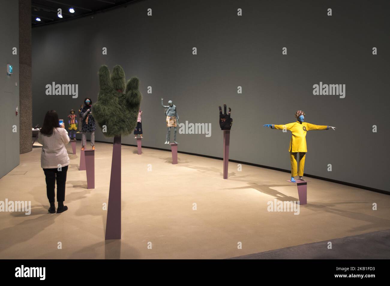 Artworks are displayed at The Curve, Barbican Centre during the ...