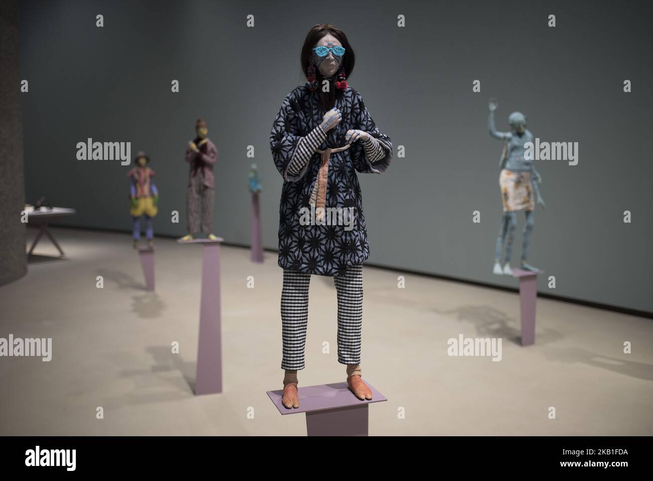 Artworks are displayed at The Curve, Barbican Centre during the ...