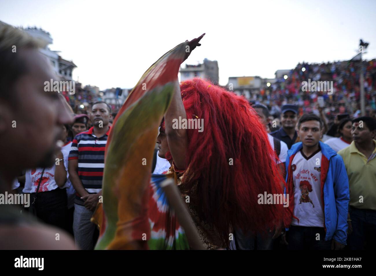 A mask dancer 'Lakhay', dancing in the traditional ritual tunes of ...
