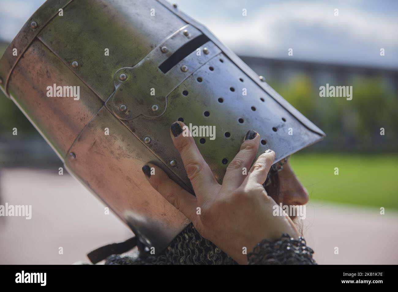A protester who called himself "Based Crusader" came to the protest to ...