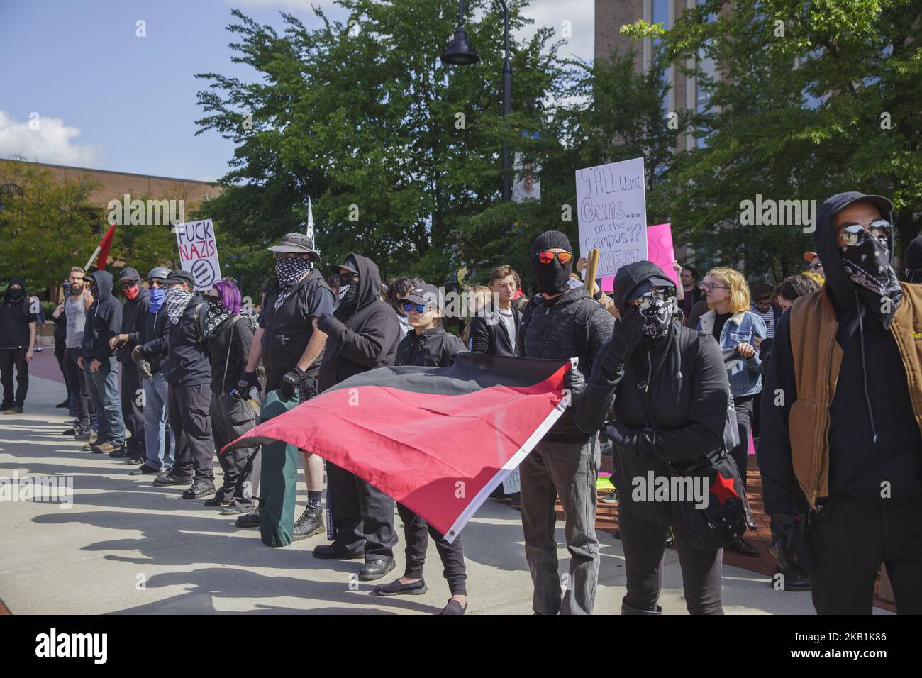 Left wing protesers asssembled on the campus quad to rally against ...