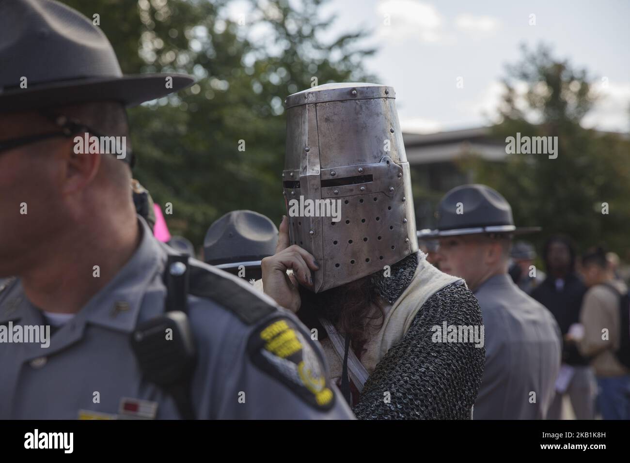 "Based Crusader" attempted to provoke the left wing protesters with ...