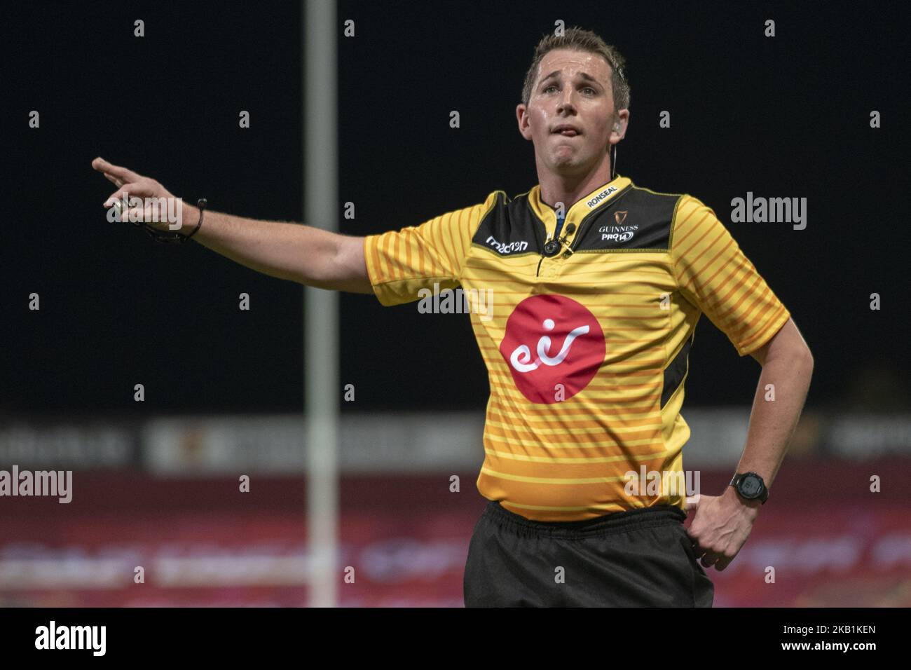 Referee Dan Jones pictured during the Guinness PRO14 match between ...