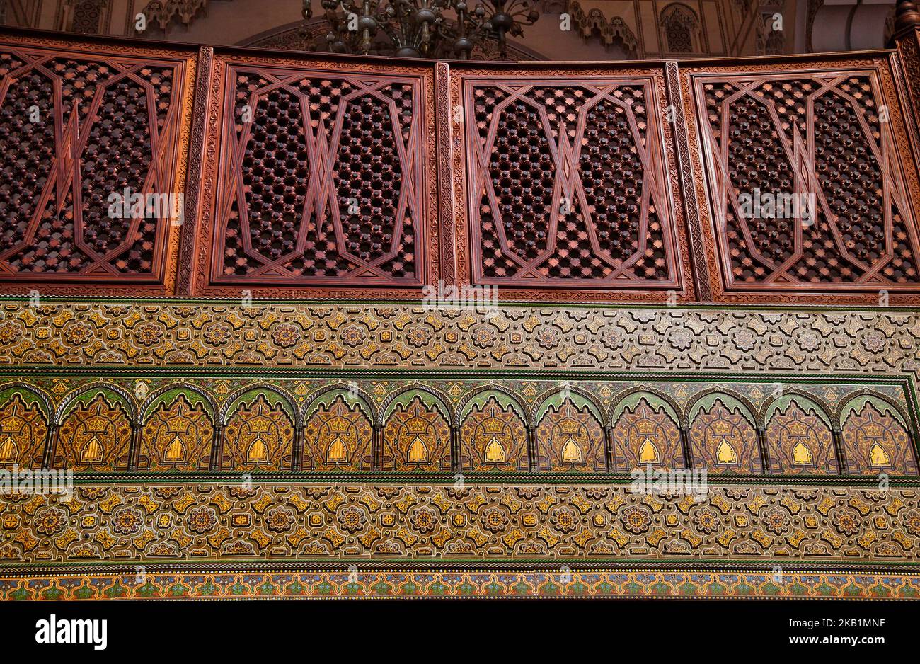 Ornate mosaic pattern adorns inside of the Hassan II Mosque in the city ...