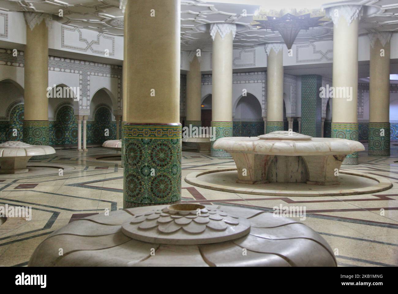 Ablution room inside the Hassan II Mosque in the city of Casablanca ...