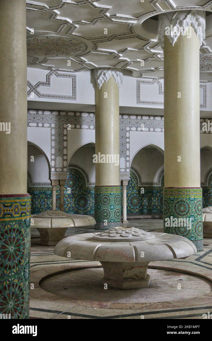 Ablution room inside the Hassan II Mosque in the city of Casablanca ...
