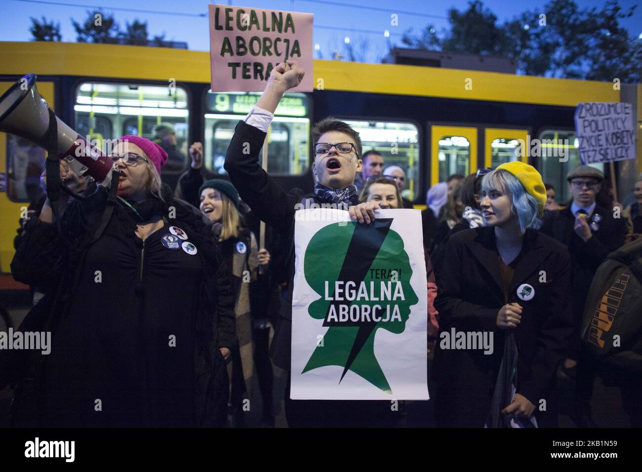 Legal Abortion banner during Pro Choice March in Warsaw on September 30 ...