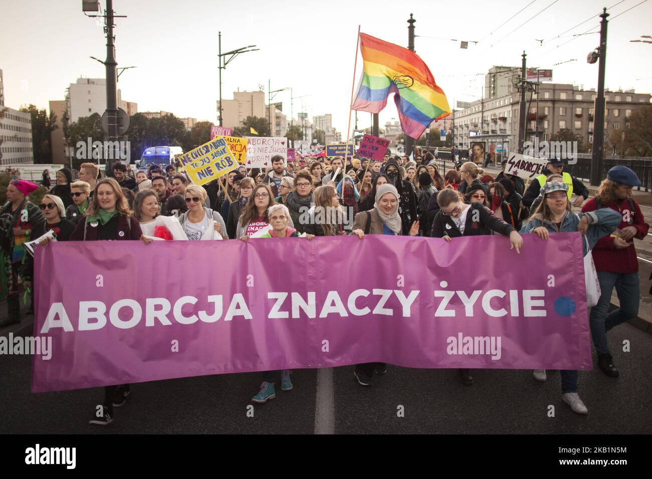 Abortion means Life banner during Pro Choice March in Warsaw on ...