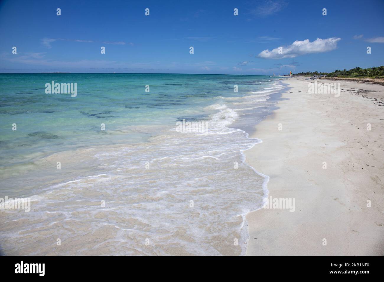 The famous beach of Varadero in Cuba with a calm turquoise ocean, white ...