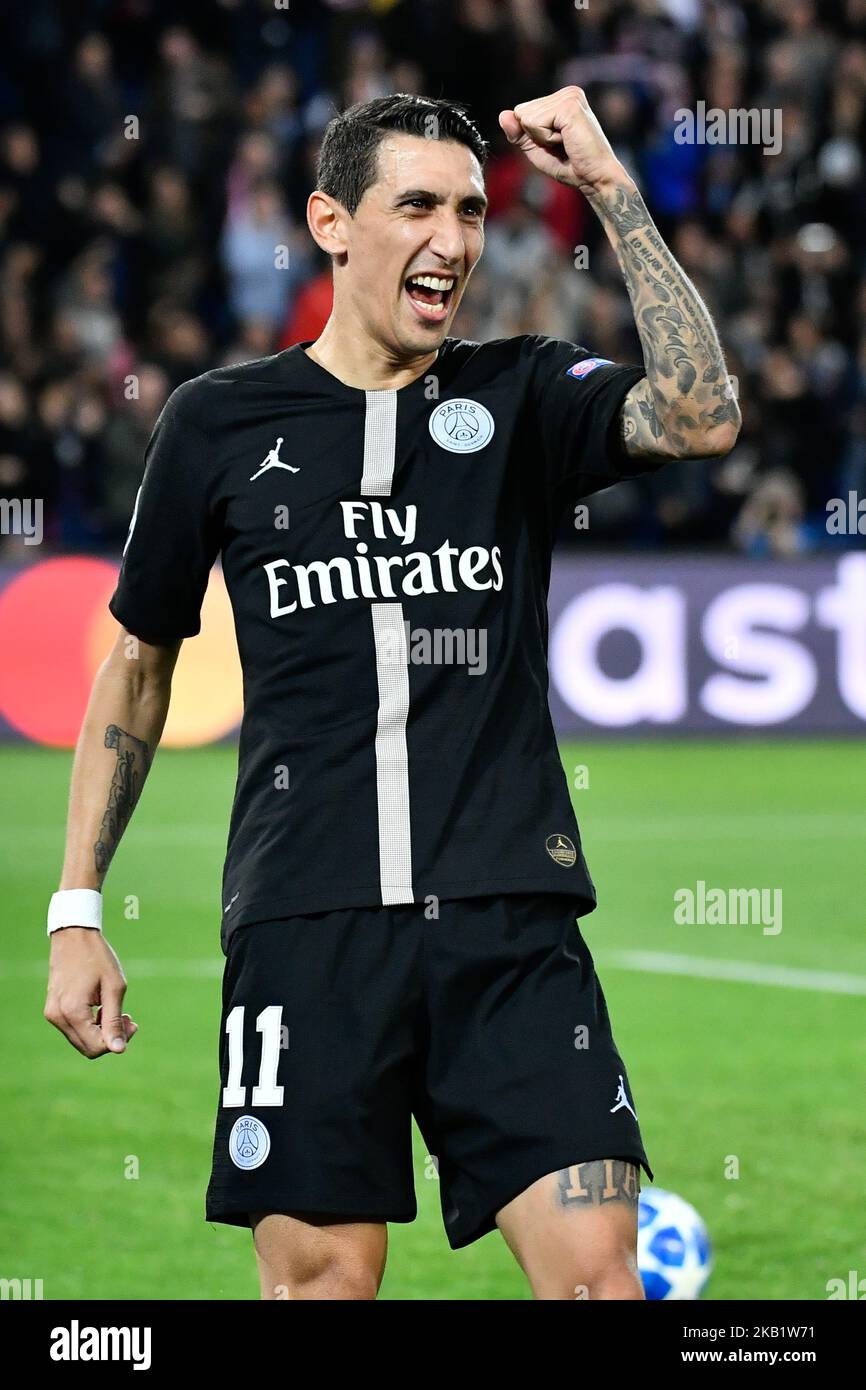 Angel Di Maria #11 of PSG celebrates during the UEFA Champions' League ...