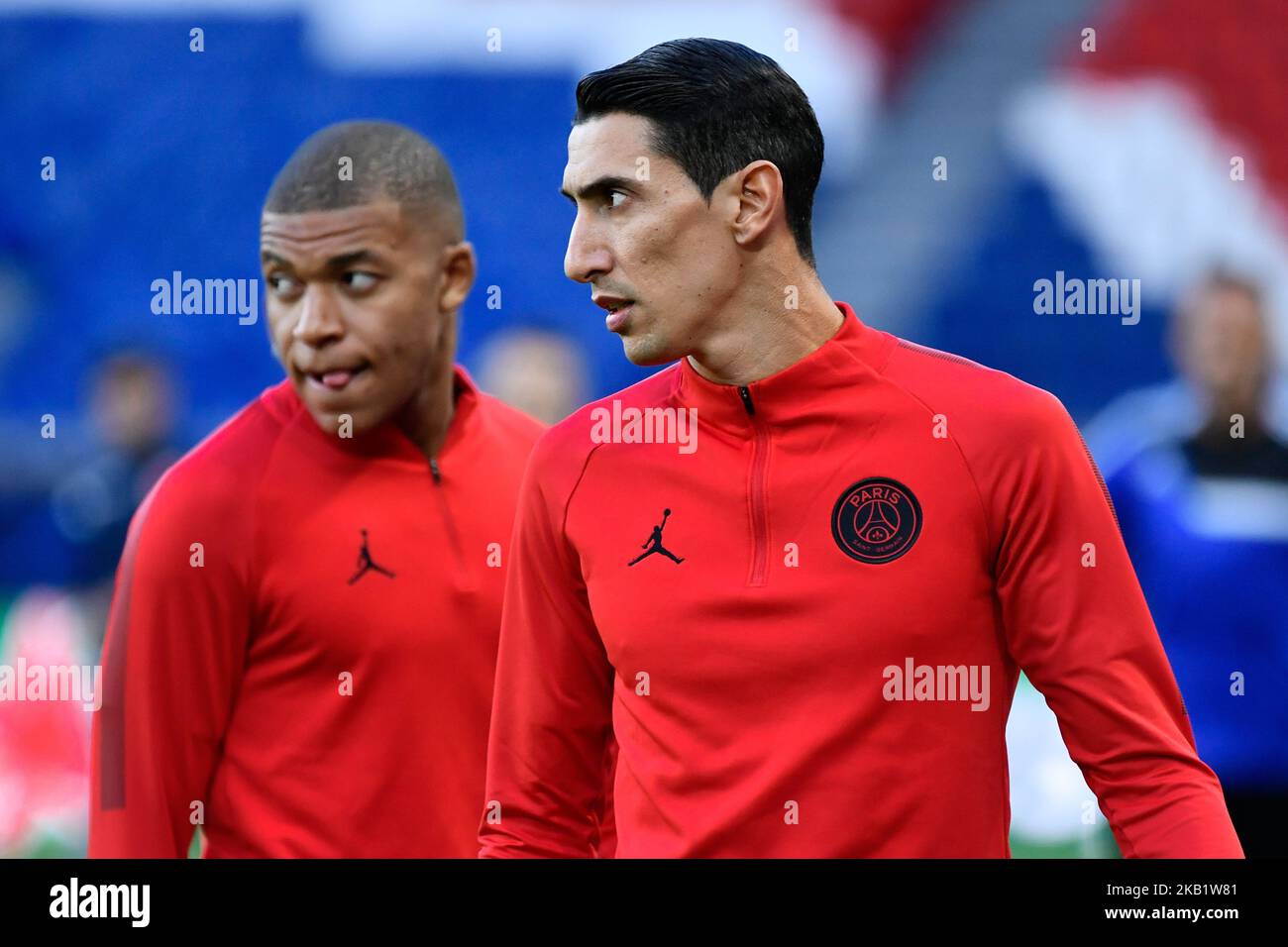 Angel Di Maria (L), Killian Mbappe of PSG during the UEFA Champions ...